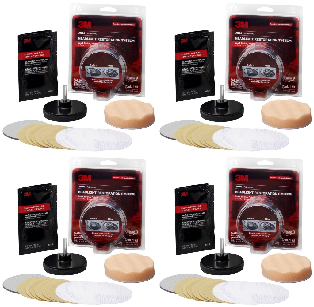 4 3m 39008 Headlight Lens Restoration System Restorer Kit Buffing